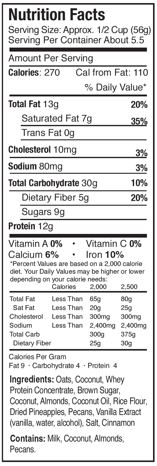 Pina Colada 11 oz | Protein Granola Trail Mix